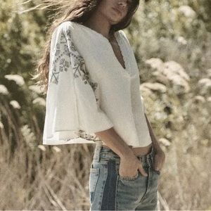 Zara | Tops | Zara Linen Blend Butterfly Wing Top | Poshmark